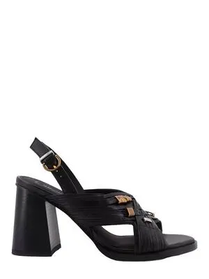 Pinko Woven Heeled Sandals - Black