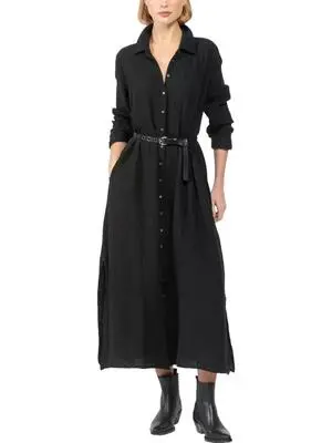 Xirena Buttoned-down Midi Shirt Dress - Black