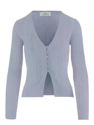 Arch4 Ribbed V-neck Cardigan - Blue