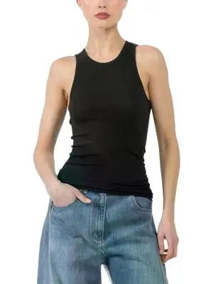Tibi Ribbed Racerback Top - Black
