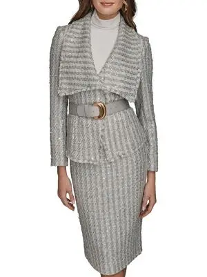 Donna Karan New York Wide Lapel Sequin Tweed Jacket - Vapor Multi