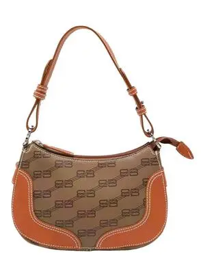 Balenciaga Bb Logo-pattern Leather Shoulder Bag - Brown