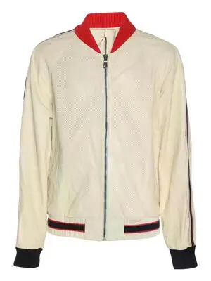 Gucci Perforated Leather Bomber Jacket - Neutrals