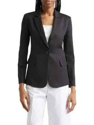 Emporio Armani Cotton-blend Blazer - Black Solid