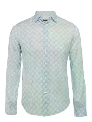 LOUIS VUITTON Geometric-pattern Cotton Shirt - Blue