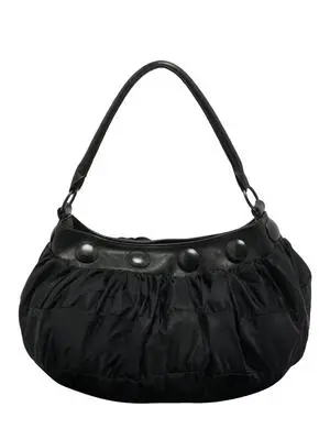 Issey Miyake Ruched Studded Shoulder Bag - Black