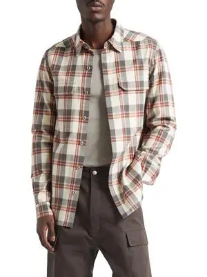 Rick Owens Plaid Cotton Overshirt - Milk Plaid