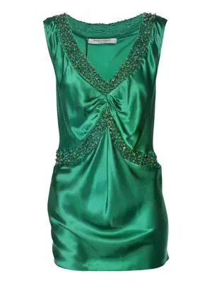 Marina Rinaldi Silk Embellished Top - Green