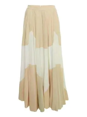 LOUIS VUITTON Silk Pleated Maxi Skirt - Neutrals