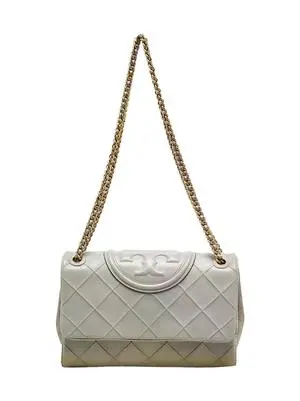 Tory Burch Fleming Diamond Quilted Leather Shoulder Bag - Grey