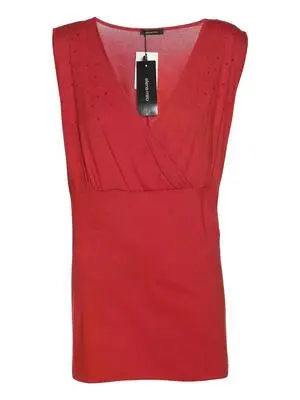 ELENA MIRO` V-neck Top With Crystal Embellishments - Red