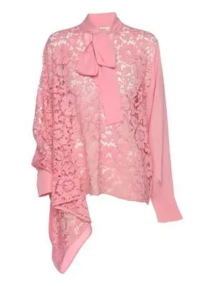 Valentino Garavani Silk Blouse With Lace Detailing - Pink