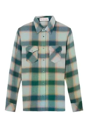 GOD'S TRUE CASHMERE Avocado Shadow Pocket Checked Shirt - Green