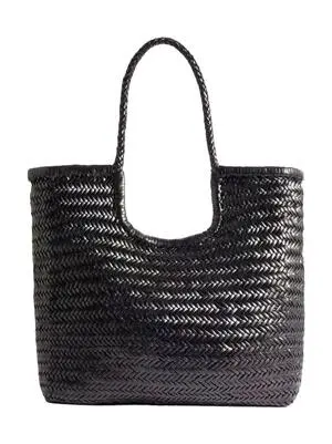Dragon Diffusion Diagonal Triple Jump Handwoven Tote Bag - Black
