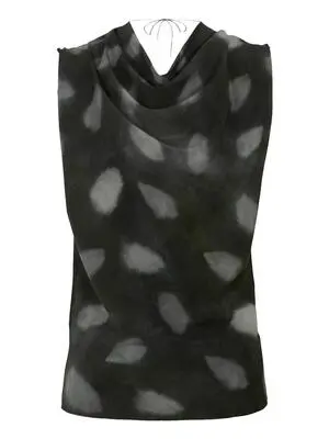 CORTANA Asymmetric-Neck Patterned Top