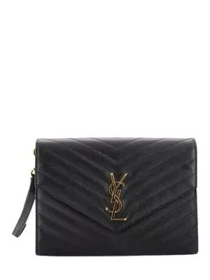 Saint Laurent Classic Monogram Envelope Wristlet - Black