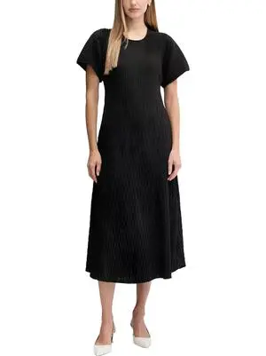 SANDRO FERRONE Pleated A-line Midi Dress - Black