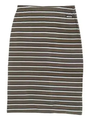 Remain Birger Christensen Striped Logo-patch Midi Fitted Skirt - Green