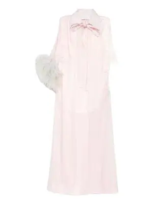 REEM AL DHAHERI Feather-trim Kaftan - Pink