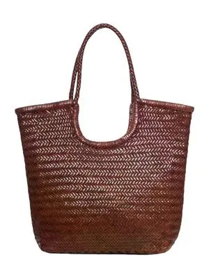 Dragon Diffusion Diagonal Triple Jump Leather Tote Bag - Brown