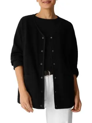 Eileen Fisher Bouclé Snap Front Jacket - Black