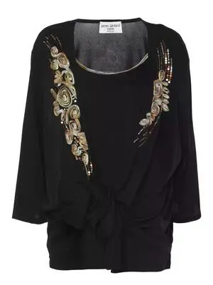 JAMES LAKELAND Sequin-detail Tie Blouse - Black