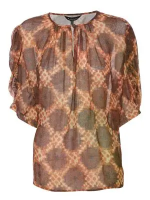 AQUASCUTUM VINTAGE Abstract-print Blouse - Brown