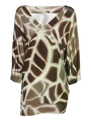 BASLER V-neck Printed Top - Brown