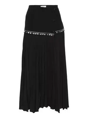 Sandro Pleated Metal-embellished Midi Skirt - Black