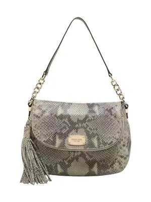 Michael Kors Snake-embossed Leather Shoulder Bag - Grey