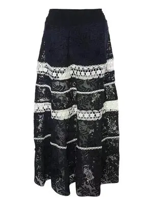 Alexis Lace Maxi Skirt - Blue
