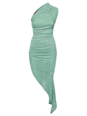 COU COO Ruched Knitted Midi Dress - Green