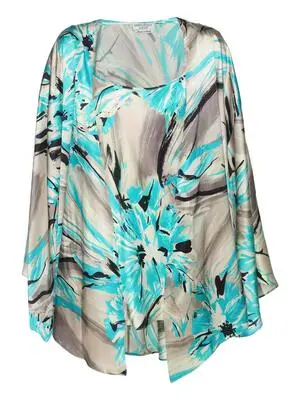 Marina Rinaldi Floral Print Satin Blouse - Neutrals