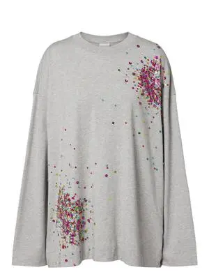 Dries Van Noten Embellished Cotton Jersey T-shirt - Grey