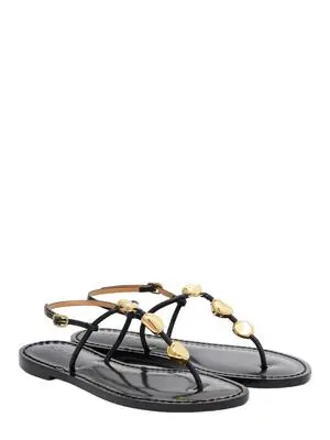 AMANU Nairobi Leather Thong Sandals - Black