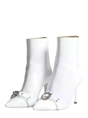 R13 Ring-detail Pointed Boots - White