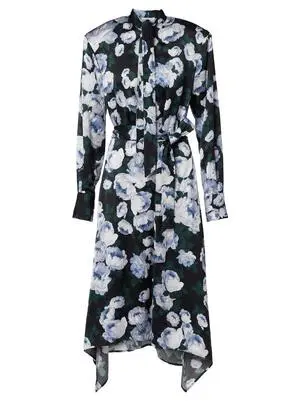 Stella McCartney Floral Tie-neck Satin Midi Dress - Multicoloured