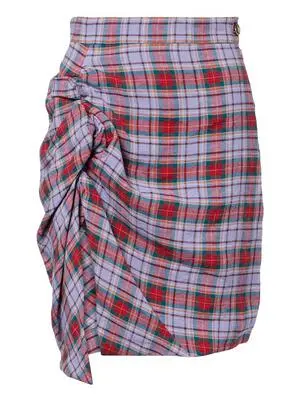 VIVIENNE WESTWOOD Panther Gathered Linen Miniskirt - Multicoloured