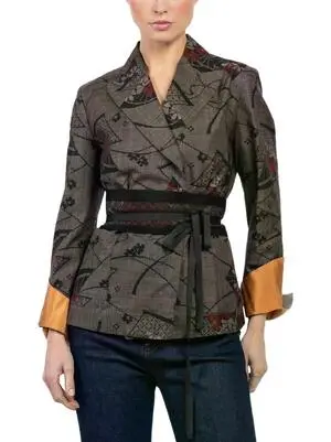 IBRIGU Floral Belted Jacket - Grey