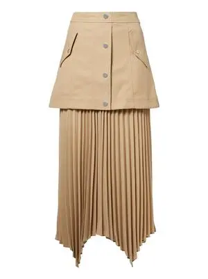 Veronica Beard Patricka Cotton Midi Skirt - Beige