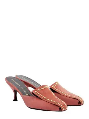 HERBERT LEVINE Bright Idea 70 Embellished Suede Mules - Pink