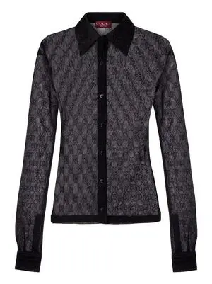 Gucci Gg Sheer Lamé Shirt - Black