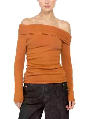 THE SEI Off-shoulder Long-sleeve Sweater - Orange