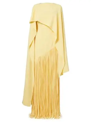 MARMAR HALIM Giselle Fringed Caped Crêpe Gown - Yellow