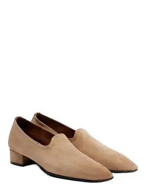 HERBERT LEVINE Leather Square Toe Loafers - Beige