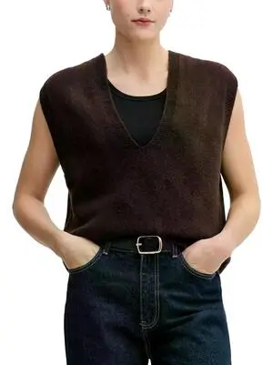 SANDRO FERRONE V-neck Vest - Brown