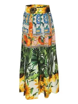 Dolce & Gabbana Printed Midi Skirt - Yellow