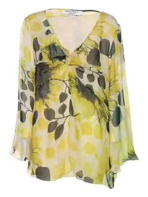 Marina Rinaldi Floral-print Chiffon Blouse - Yellow
