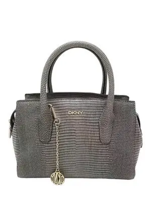 Dkny Vintage Lizard-embossed Leather Tote Bag - Grey