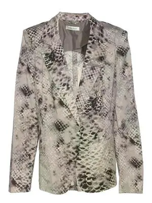Marina Rinaldi Snakeskin-print Single-breasted Blazer - Neutrals